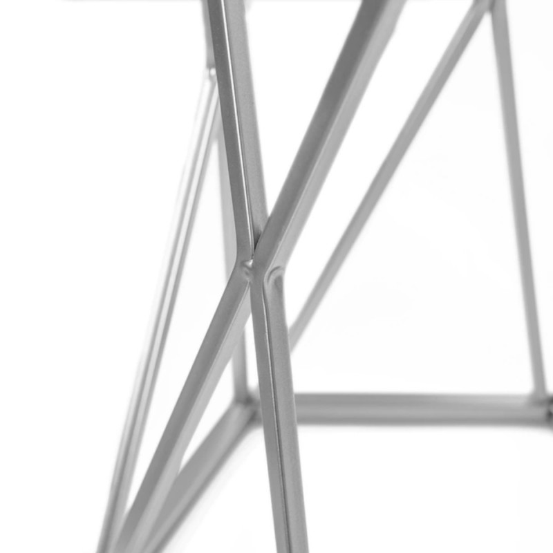 Masa de cafea metalica cu blat din sticla de 8 mm, Argintiu, design ...