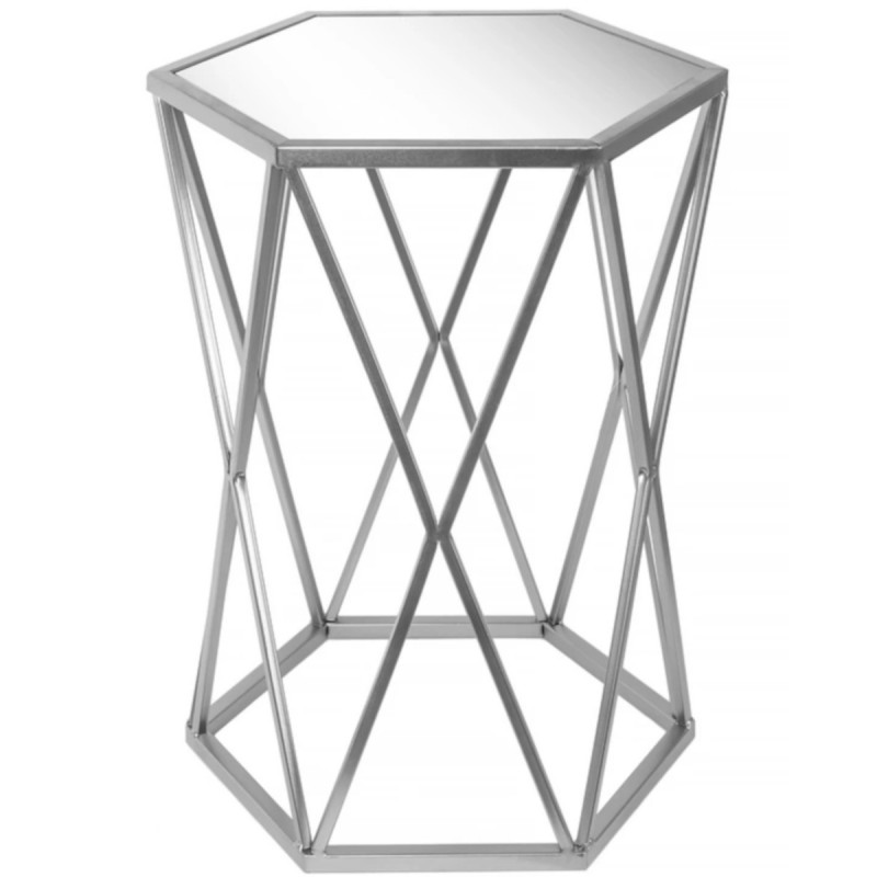 Masa de cafea metalica cu blat din sticla de 8 mm, Argintiu, design ...