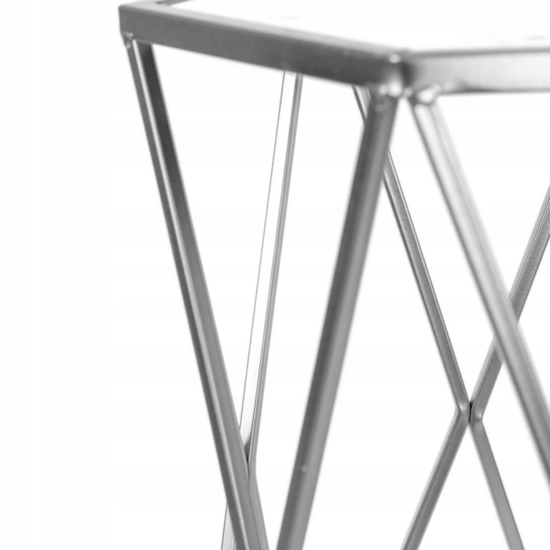 Masa de cafea metalica cu blat din sticla de 8 mm, Argintiu, design ...