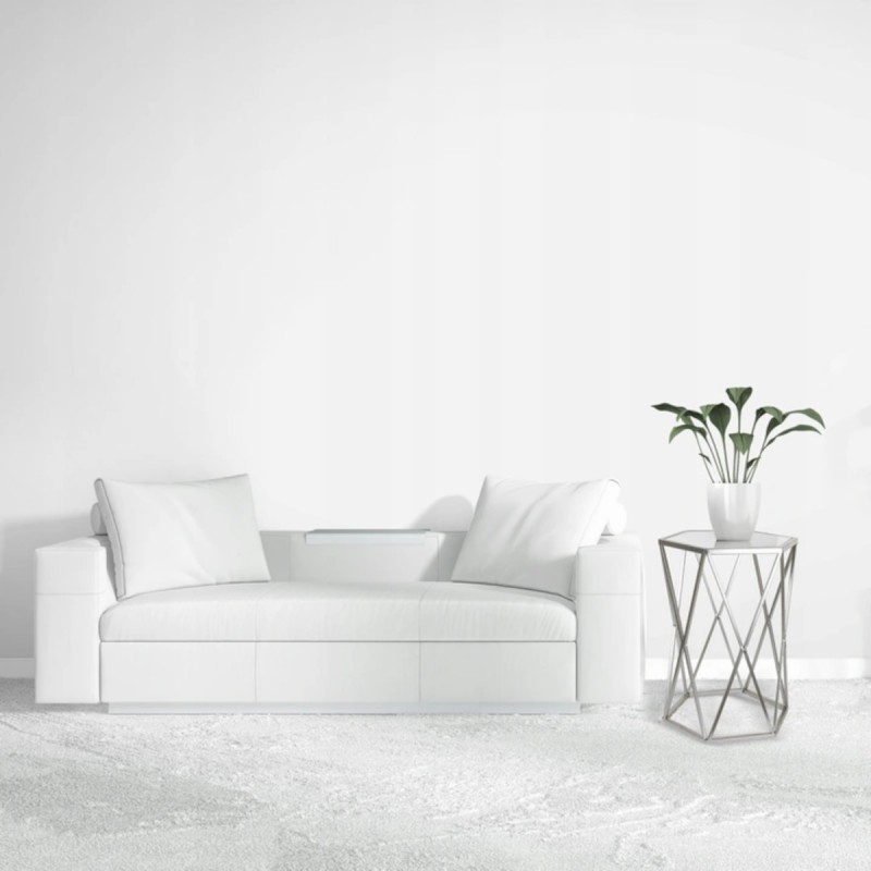 Masa de cafea metalica cu blat din sticla de 8 mm, Argintiu, design ...