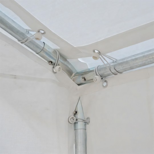 Cort, pavilion, alb, 4x8 m, 8 ferestre + 2 intrari, cadru din otel ...