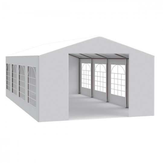 Cort, pavilion, alb, 4x8 m, 8 ferestre + 2 intrari, cadru din otel ...